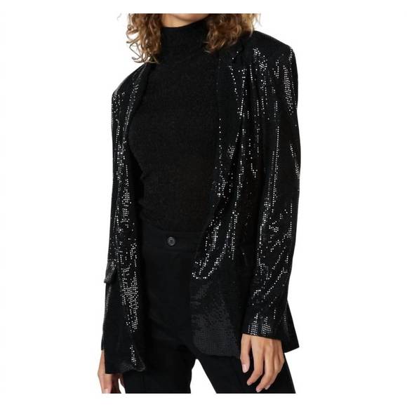 ESQUALO | Jackets & Coats | New Esqualo Sequin Blazer In Black | Poshmark